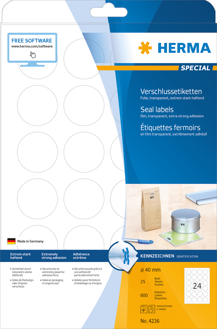 Sealing Labels, Extremely Strong Adhesion A4, 40mm, Weatherproof ...