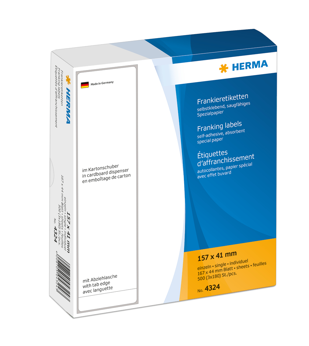 Franking Labels, Single, with Peel-Off Tab, 157 x 41mm, Permanent ...