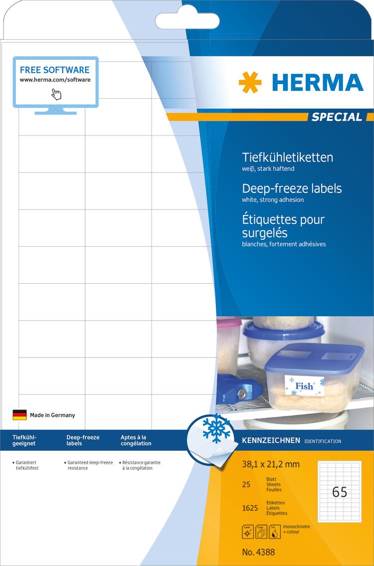 Freezer Labels A4, 38.1 x 21.2mm, White, Freezer-Proof - Packaging Pro ...