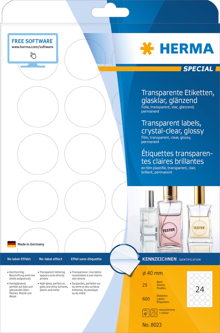 Transparent Film Labels, Crystal-Clear A4, 40mm, Weatherproof ...