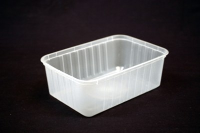 Plastic Container Rectangle Ribbed - Clear 1000ml