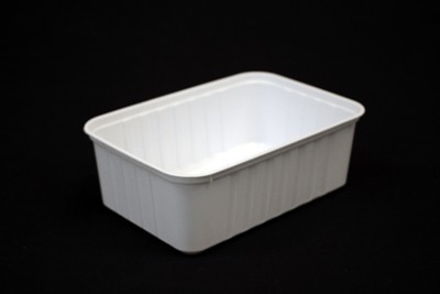 Plastic Container Rectangle Ribbed - White 1000ml