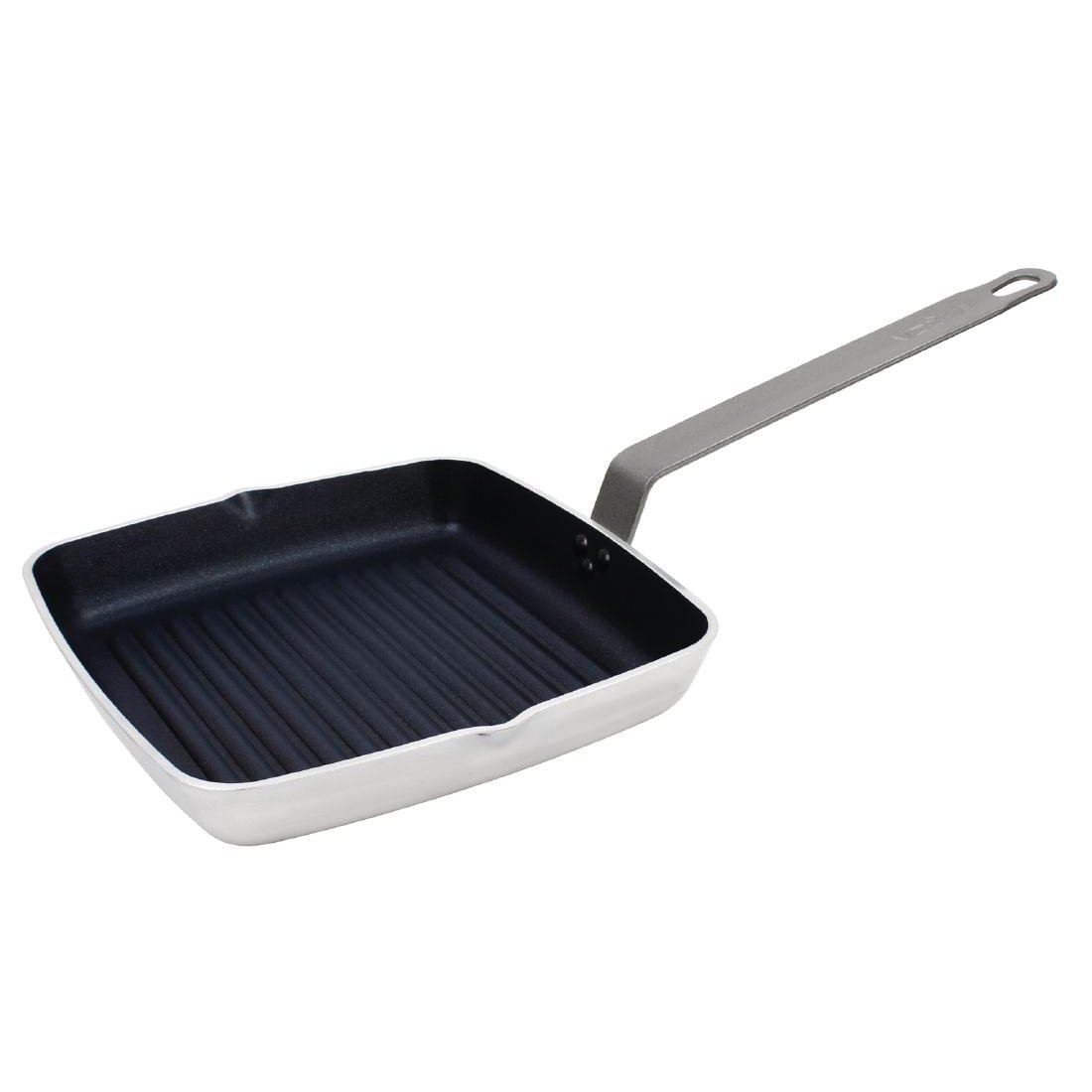 Vogue Square Non Stick Ribbed Skillet Pan 240mm