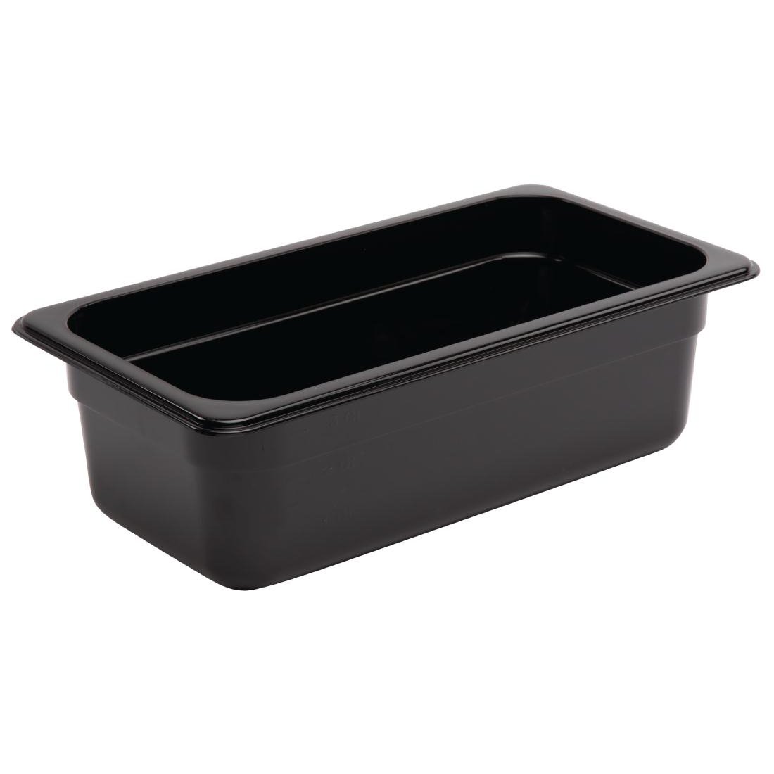 Vogue Black Polycarbonate 1/3 Gastronorm Container 100mm