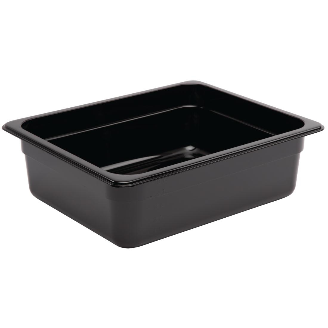Vogue Black Polycarbonate 1/2 Gastronorm Container 100mm