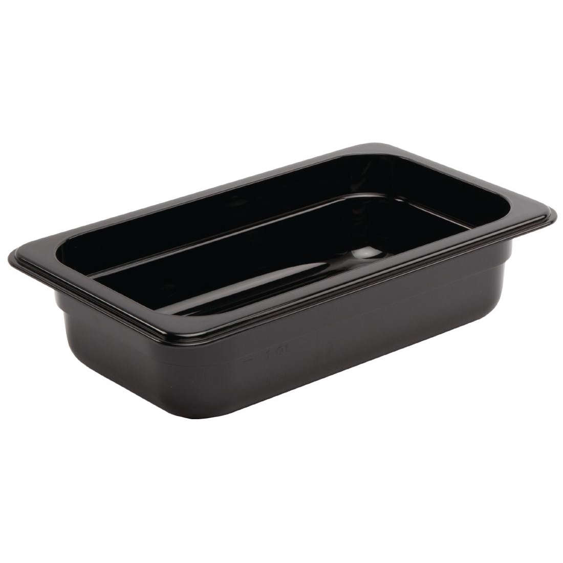 Vogue Black Polycarbonate 1/4 Gastronorm Container 65mm