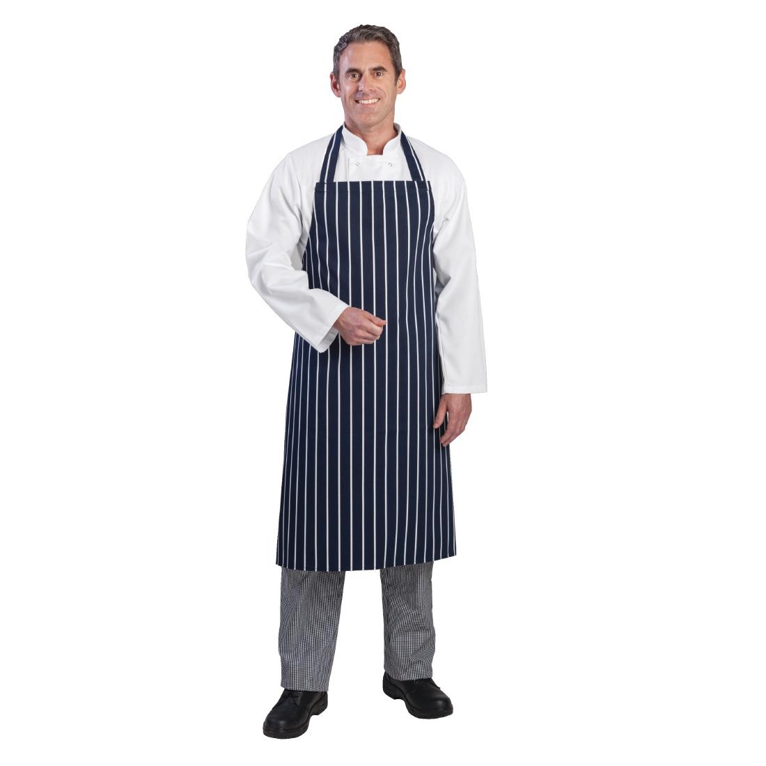 Whites Butchers Stripe Apron Navy