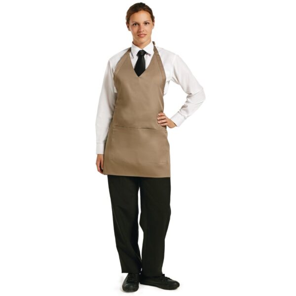 Whites V Neck Service Apron Tan