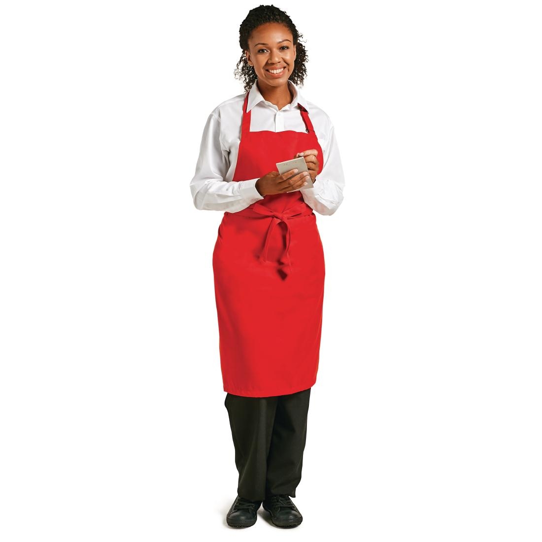 Le Chef Polycotton Bib Apron Red