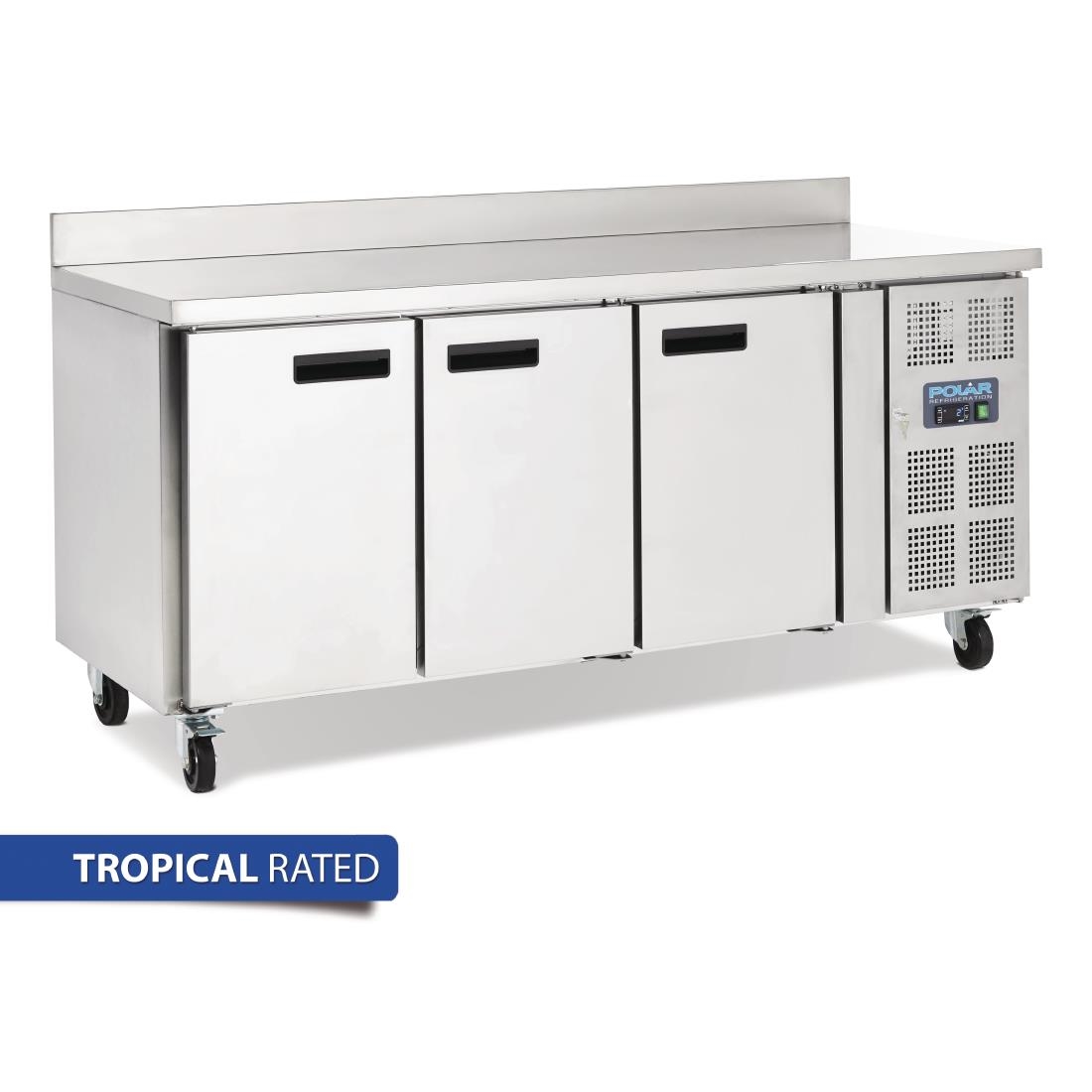 Polar 3 Door Counter Fridge 417Ltr Stainless Steel