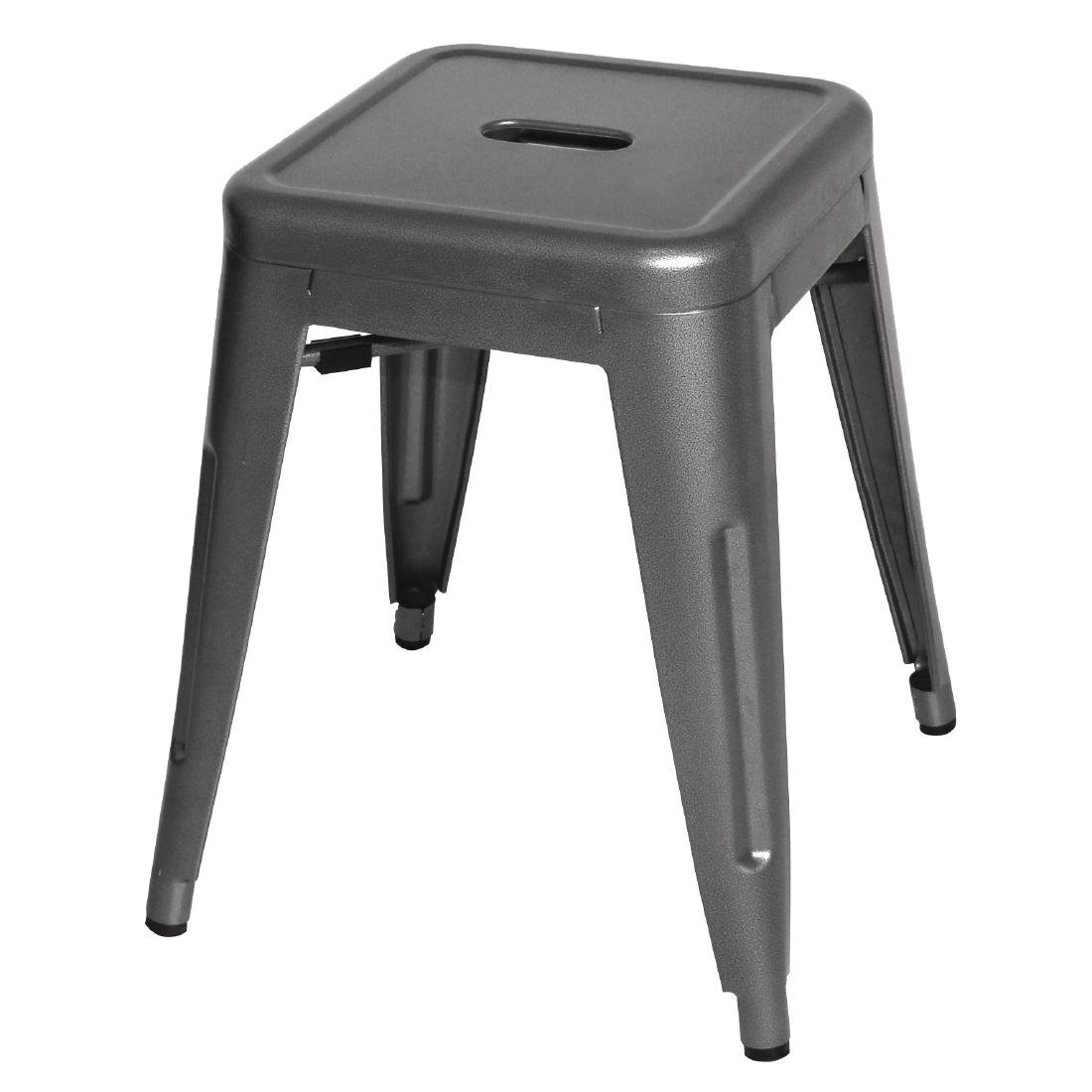 Bolero Bistro Low Stools Gun Metal Grey (Pack of 4