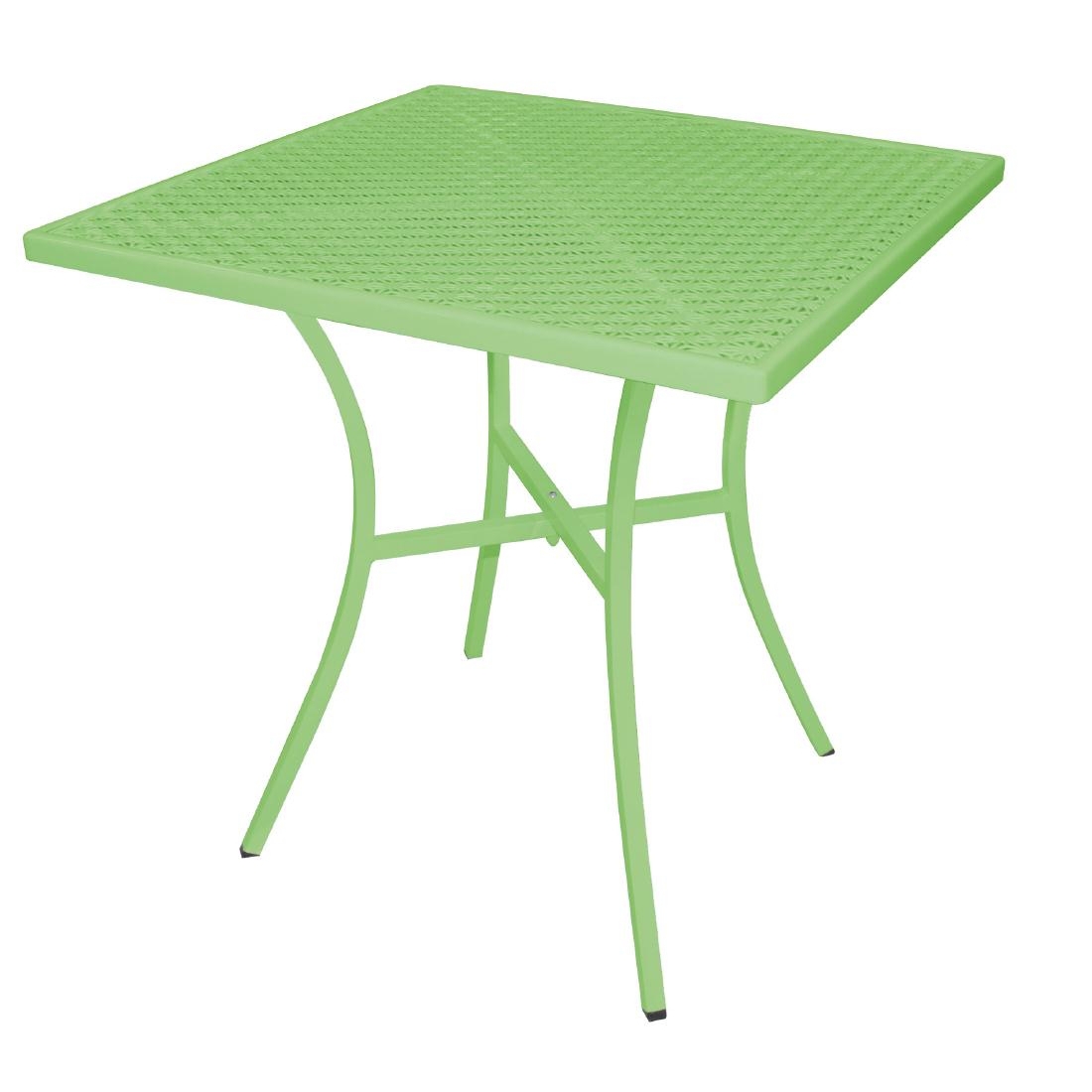 Bolero Green Steel Patterned Square Bistro Table Green 700mm