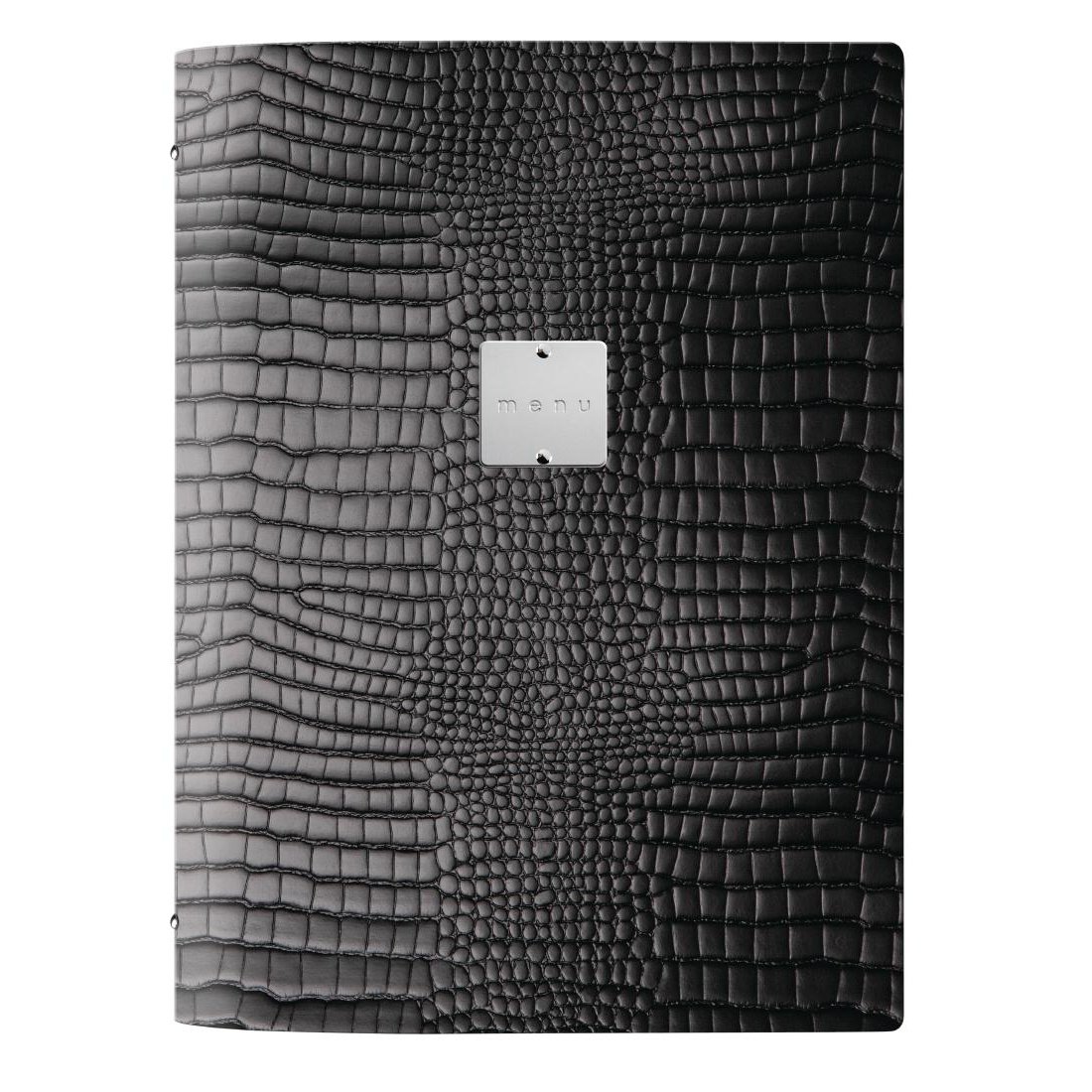 Black A4 Fashion Menu Holder Crocodile